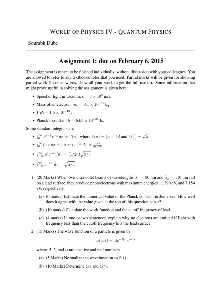 Assignment | Download Free PDF | Wave Function | Waves