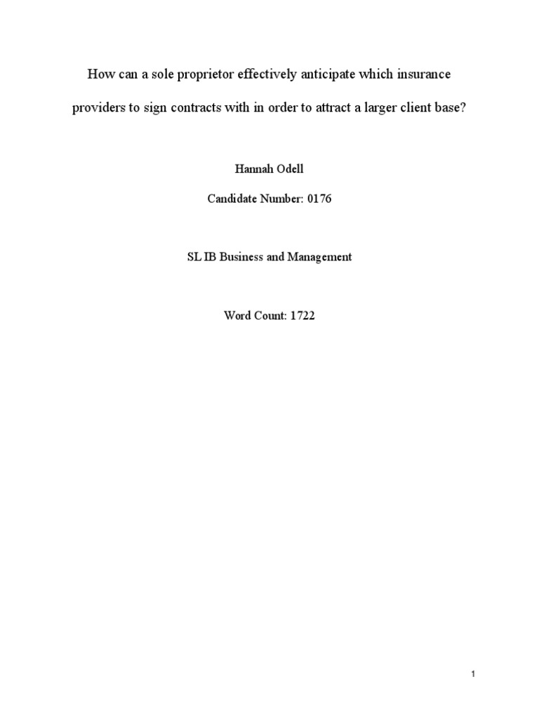 SL IB Business IA Sample | PDF | Deductible | Mental Health Professional