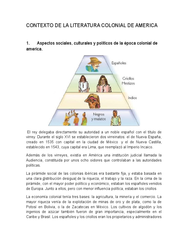 Contexto de La Literatura Colonial de America | PDF | Nueva españa ...