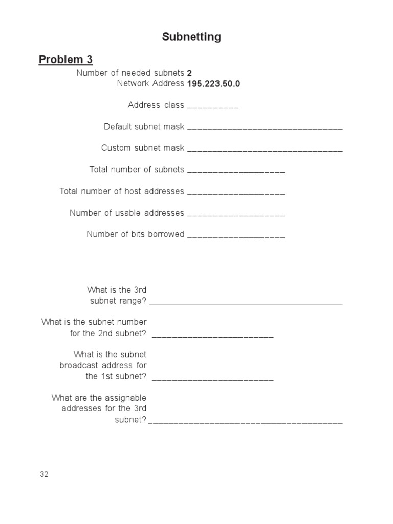 Subnetting Problems Step-by-Step Solutions | PDF | Wide Area Network ...
