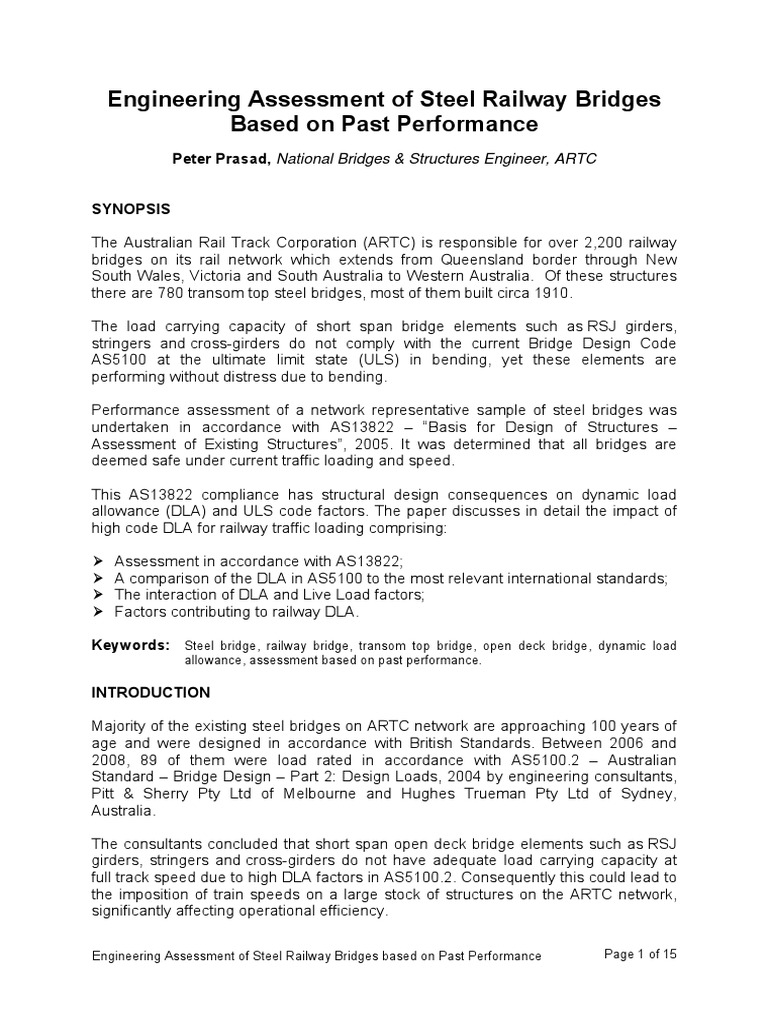 Engineering Assessment of Steel Railway Bridges | PDF | Track (Rail ...