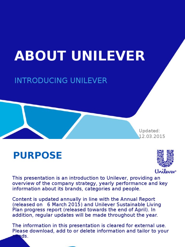 Unilever Company Overview and Strategy | PDF | Unilever | Sustainability