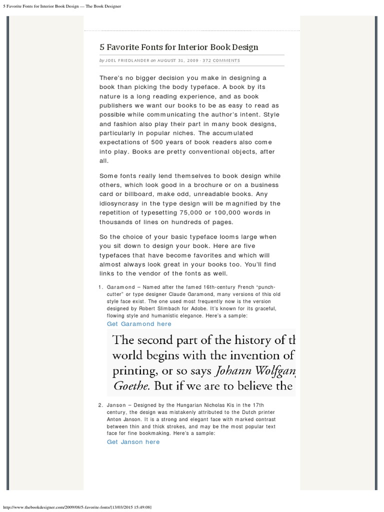 Top 5 Fonts for Book Design | PDF | Typefaces | Serif
