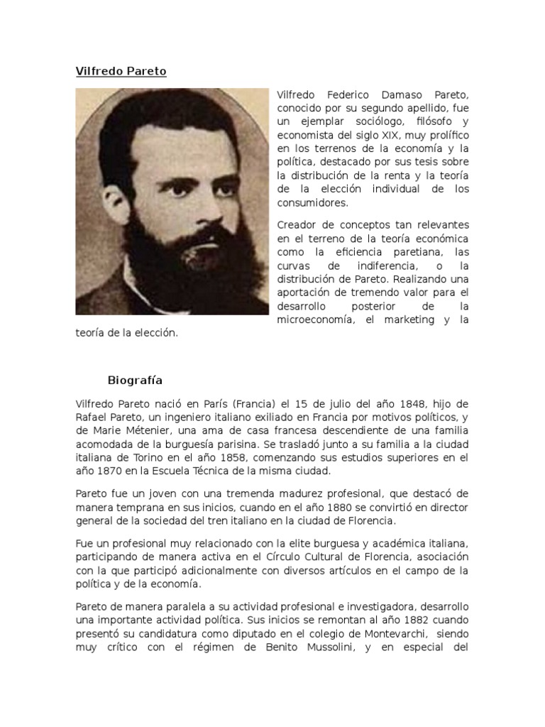 Biografia de Vilfredo Pareto+Diagrama de Pareto | PDF | Economias ...