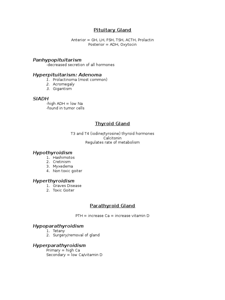 Panhypopituitarism Hyperpituitarism: Adenoma: Pituitary Gland | PDF ...