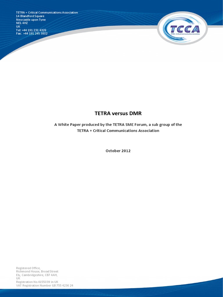 TETRA Vs DMR | PDF | Radio | Networks