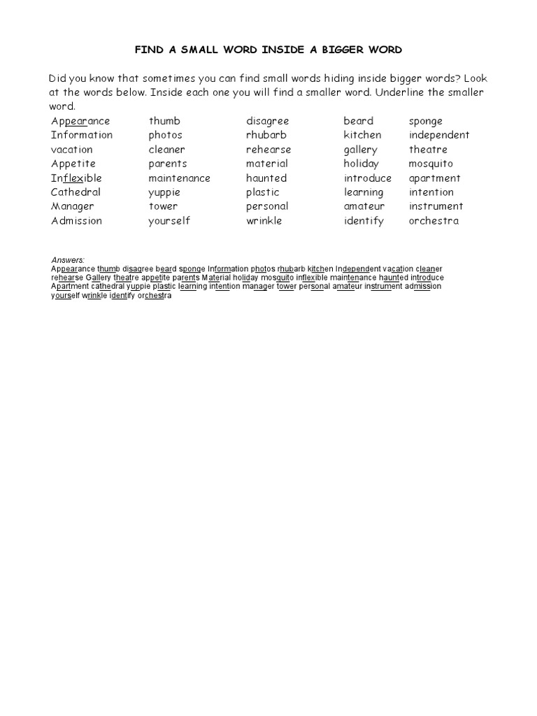 Discover Hidden Words in Larger Words | PDF