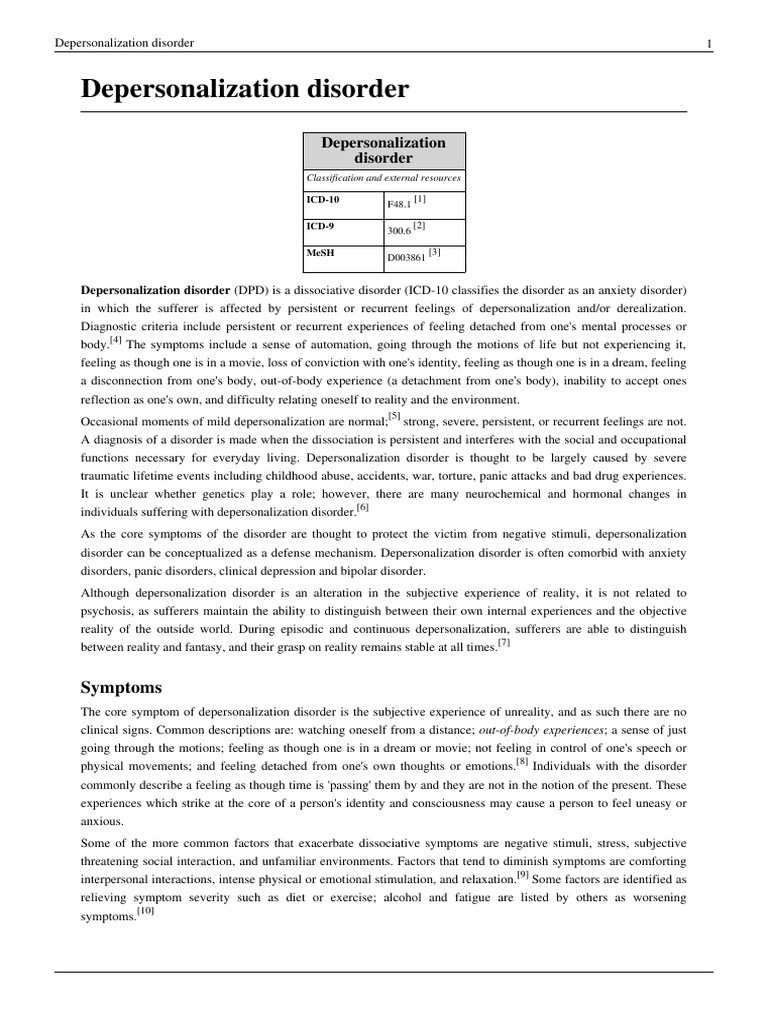 An In-Depth Look at Depersonalization Disorder: Causes, Symptoms ...