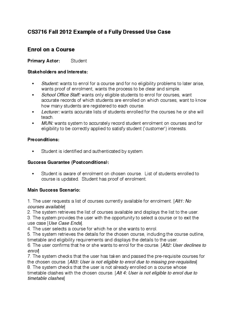 Fully Dressed Use Case Example PDF | PDF | Use Case | Areas Of Computer ...