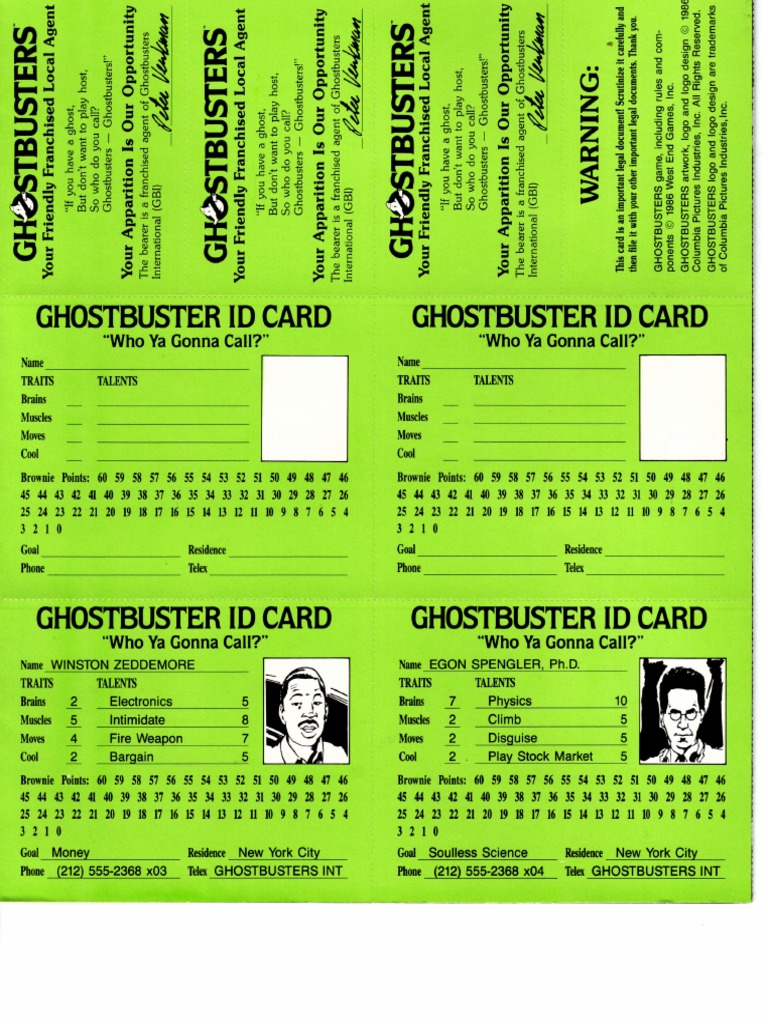 Ghostbusters RPG - Item Cards 2 | PDF