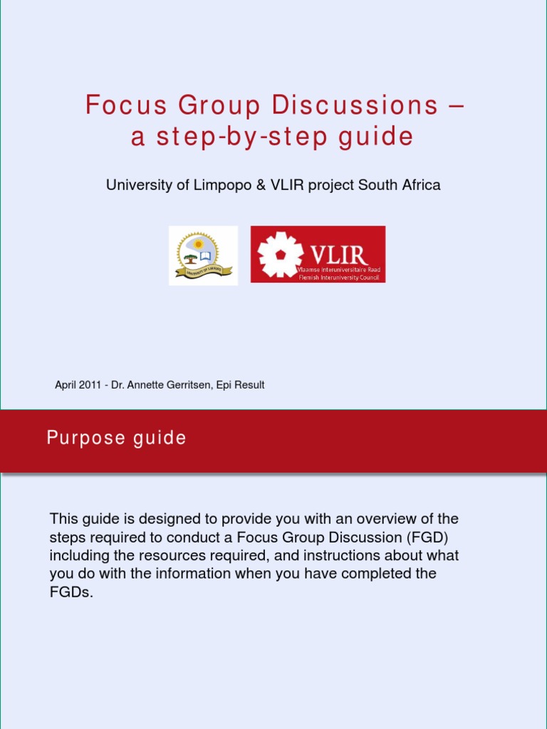 Focus Group Discussion Step by Step Guide | PDF Focus Group Discussion Step by Step Guide | PDF