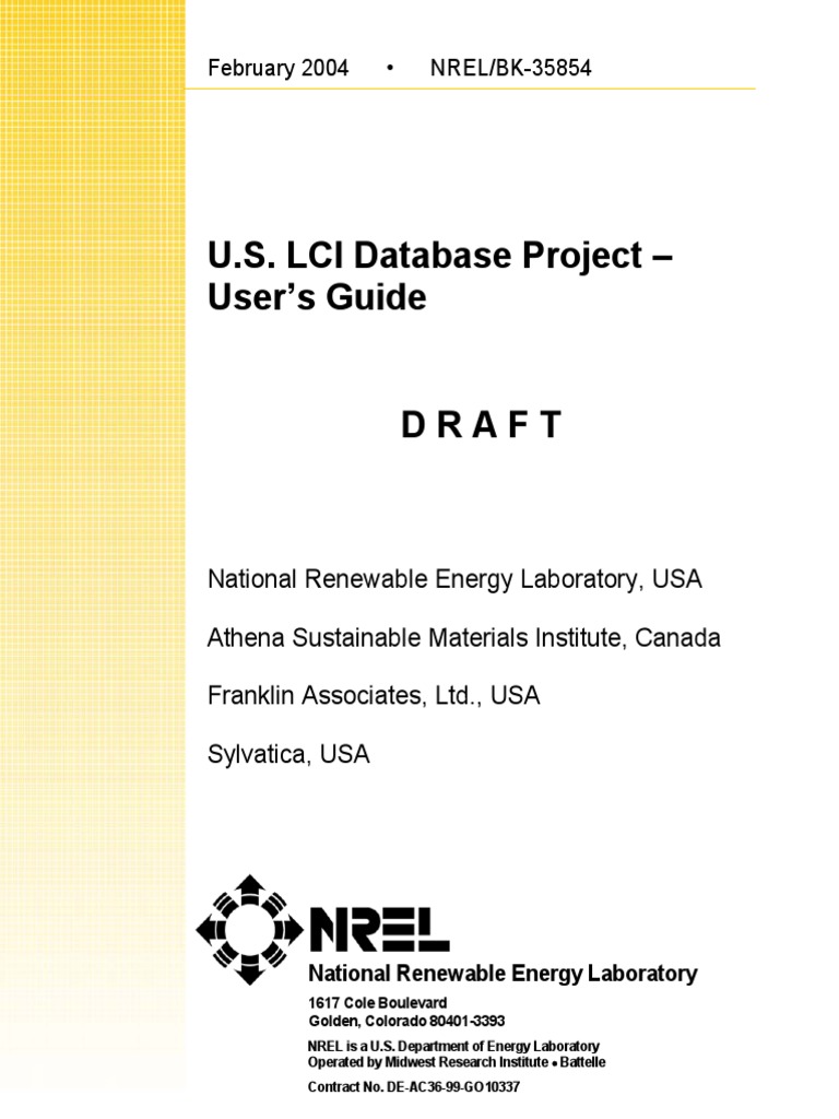 US LCI Database Projct User's Guide | PDF | Life Cycle Assessment ...
