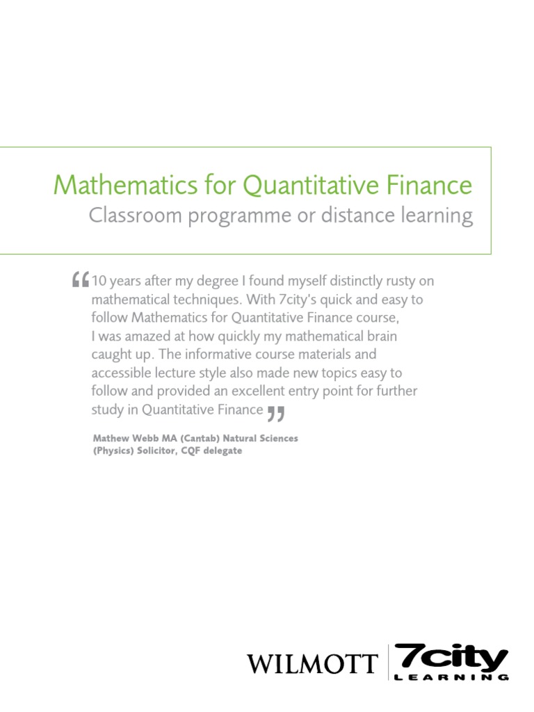 CQF Mathsprimer Brochure | PDF | Ordinary Differential Equation ...