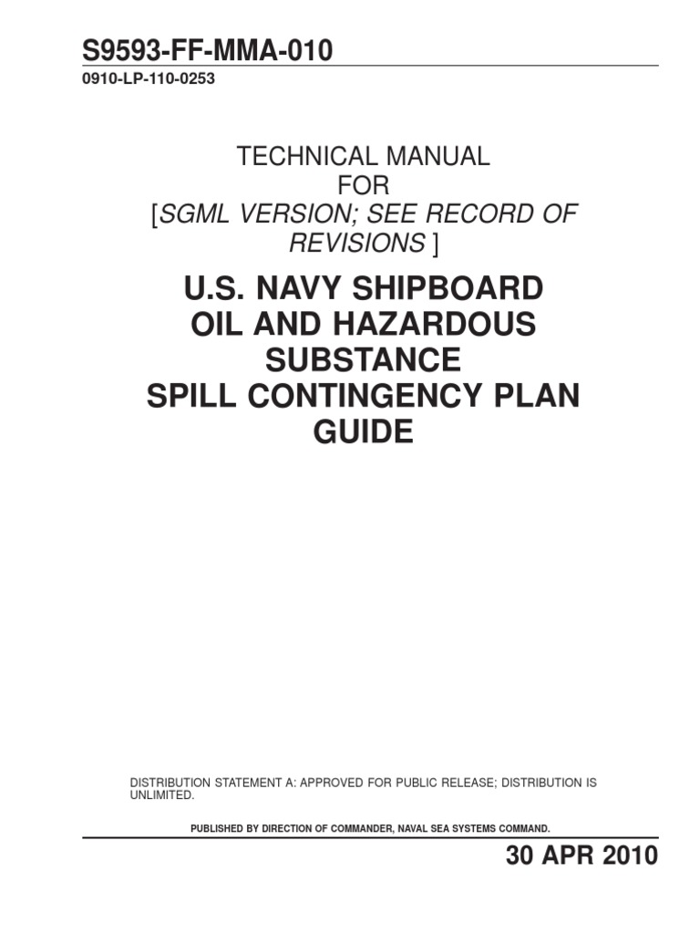 U.S. Navy Shipboard Oil Spill Contingency Plan (SOSCP) Guidance | PDF ...