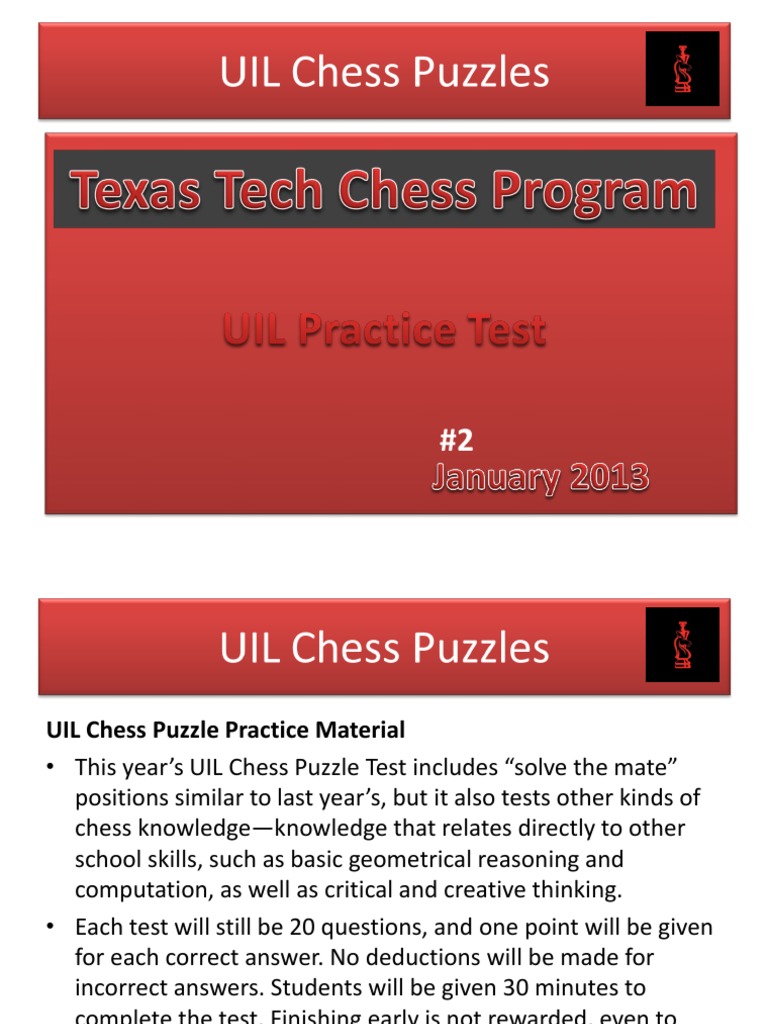 UIL Practice Test Jan 2013 | PDF | Board Games | Chess Theory
