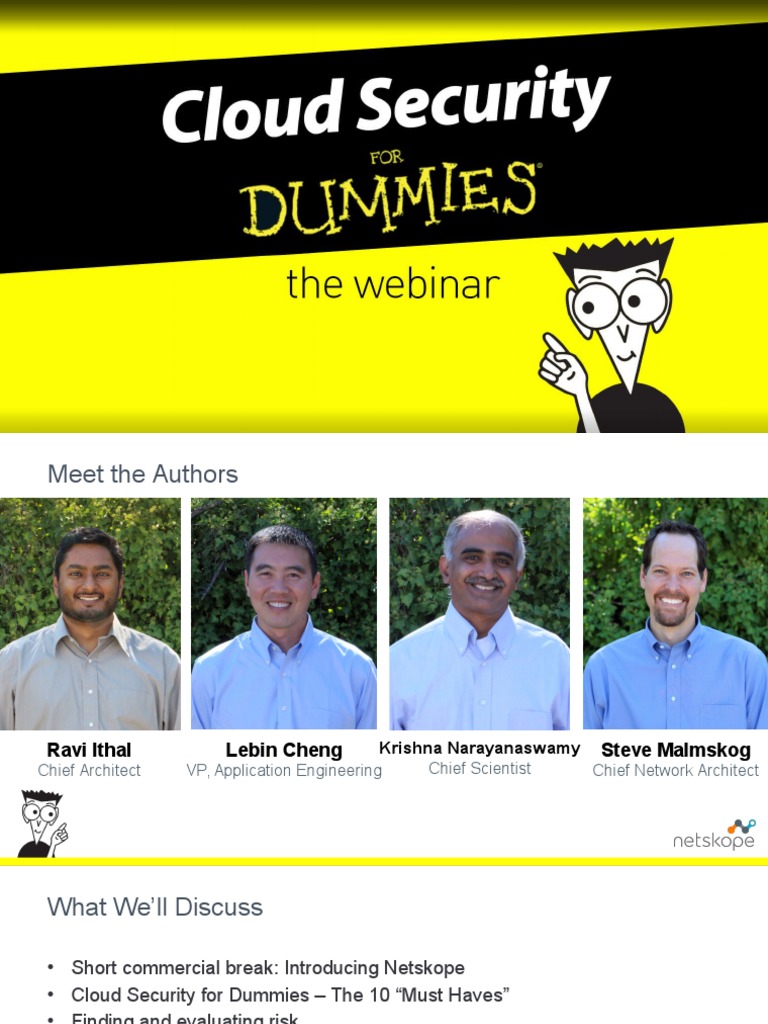 Cloud Security For Dummies Webinar | PDF | Cloud Computing | Web Conferencing
