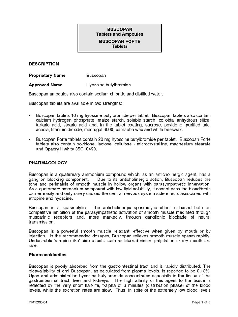 Buscopan File | PDF | Tablet (Pharmacy) | Magnesium