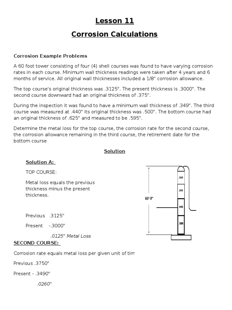 Analysis of Corrosion Rates and Remaining Life Calculations for a Multi ...