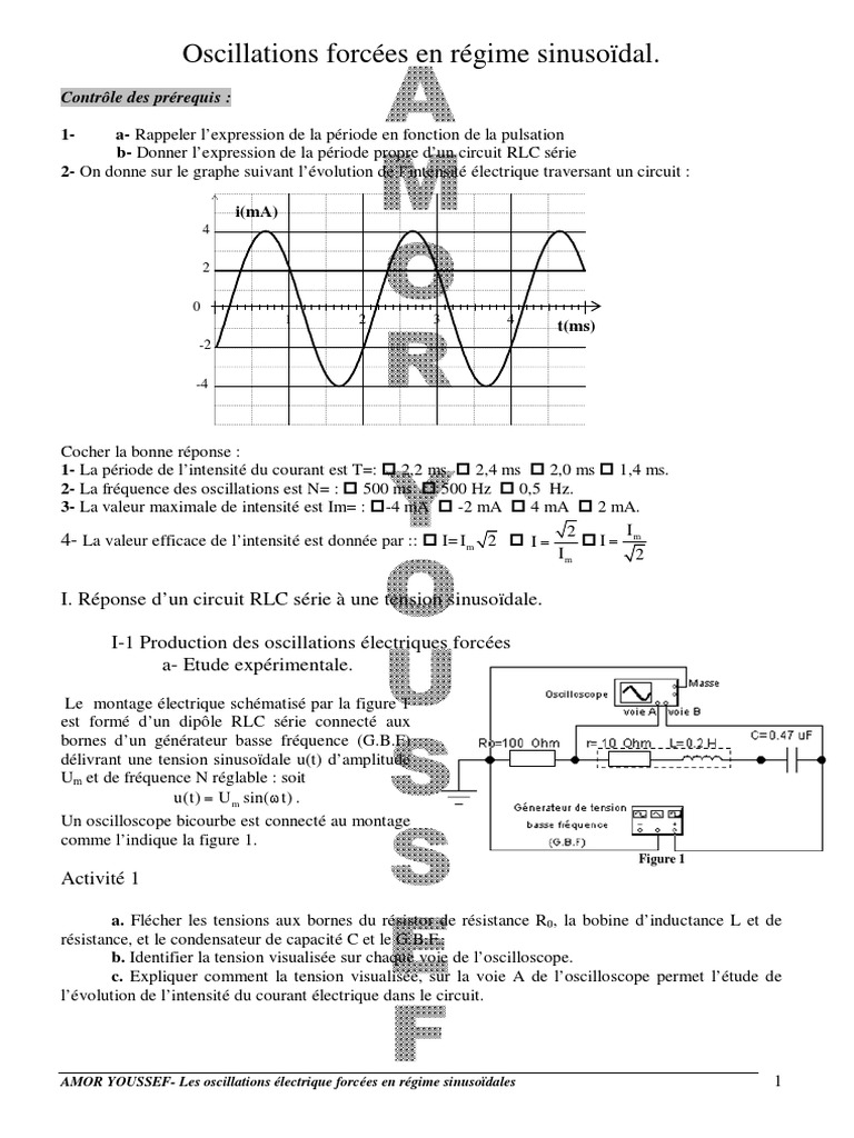Oscillations Électriques Forcées RLC | PDF | Résonance | Puissance (physique)