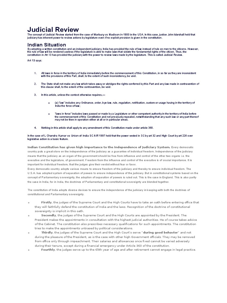 Judicial Review: Indian Situation | PDF | Judiciaries | Supreme Courts