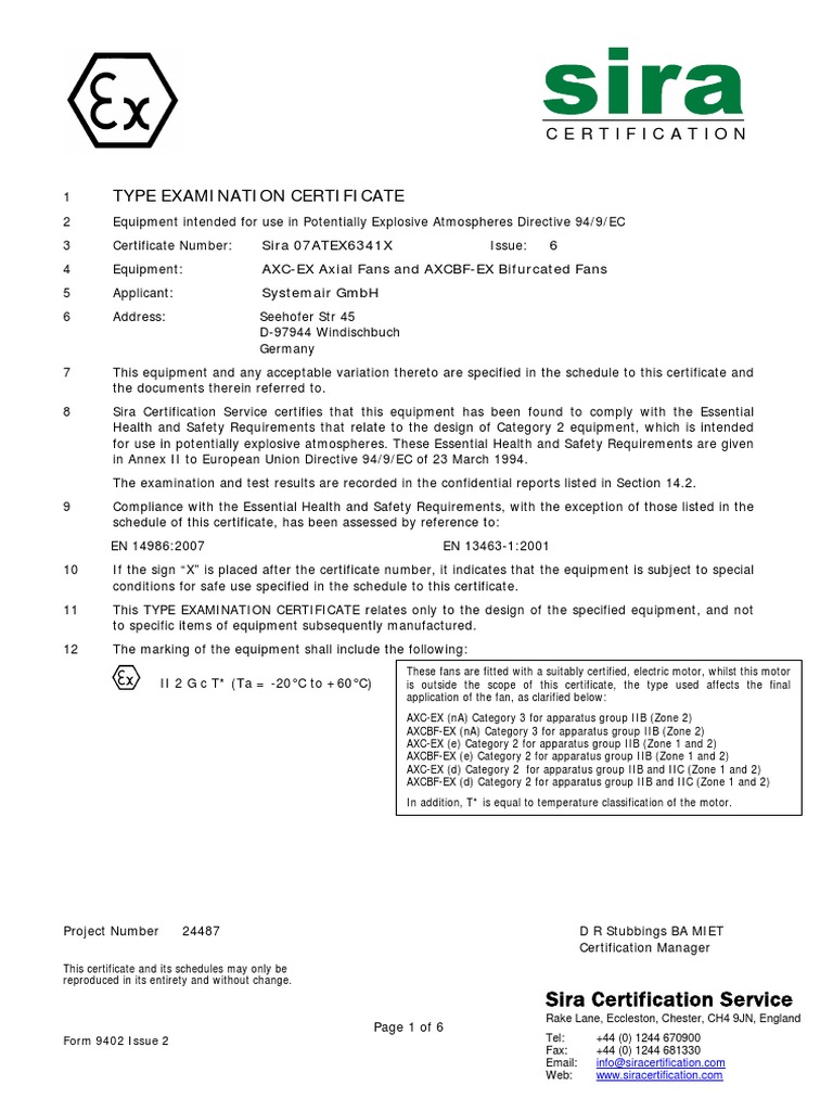 Explosion Proof Axial Fan Certificate | PDF | Mechanical Fan | Nature