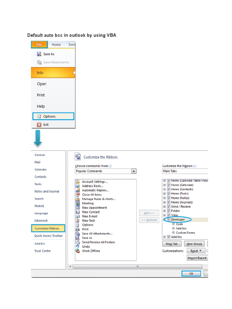 Default Auto BCC in Outlook by Using VBA | Download Free PDF | Visual Basic For Applications ...