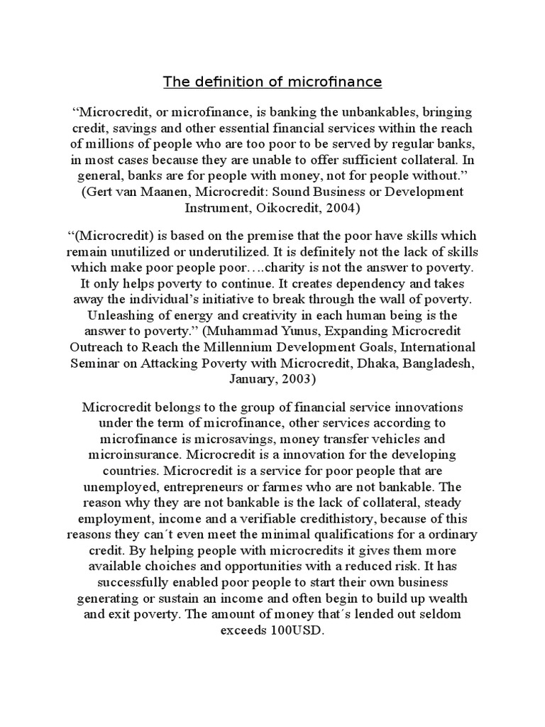 An In-Depth Analysis of Microfinance: Definitions, Models, Impact ...