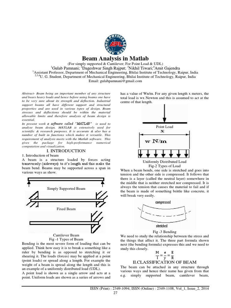 Beam Analysis in Matlab | PDF | Bending | Beam (Structure)