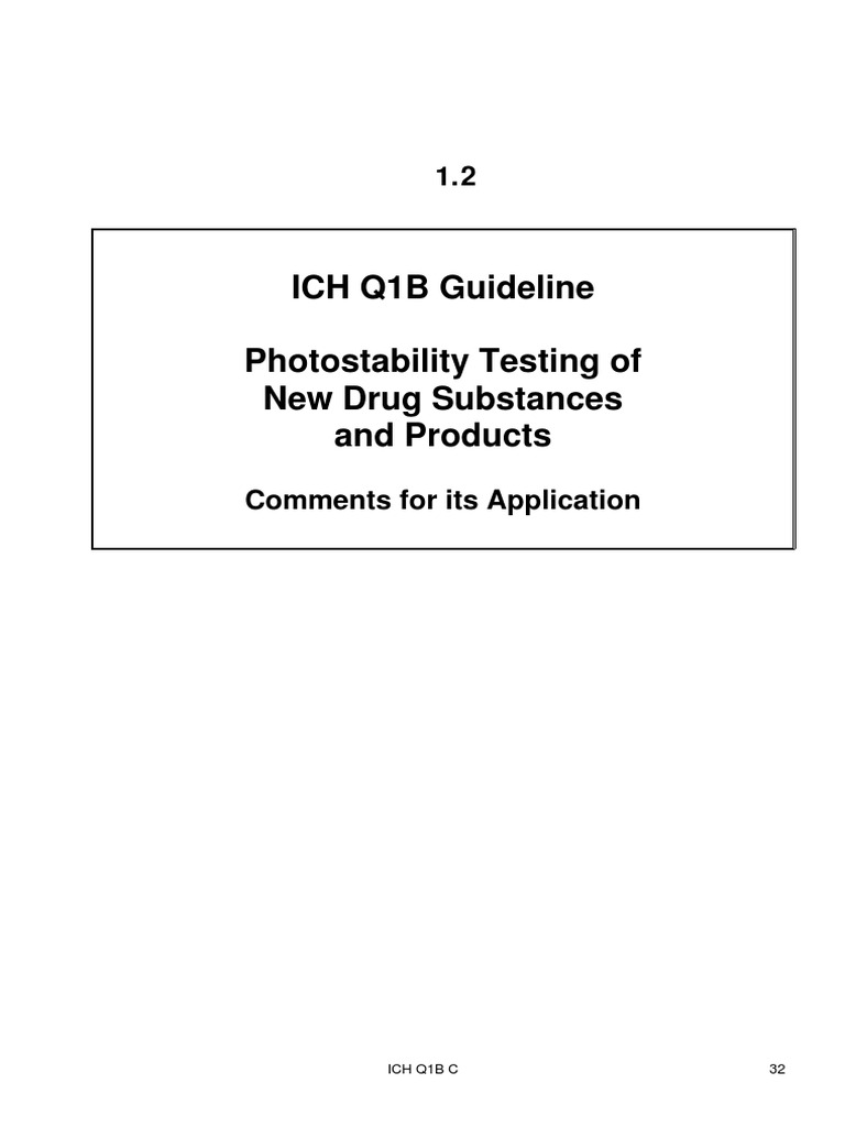 ICH Q1B Guideline Photostability Testing | PDF | Ultraviolet | Optical ...