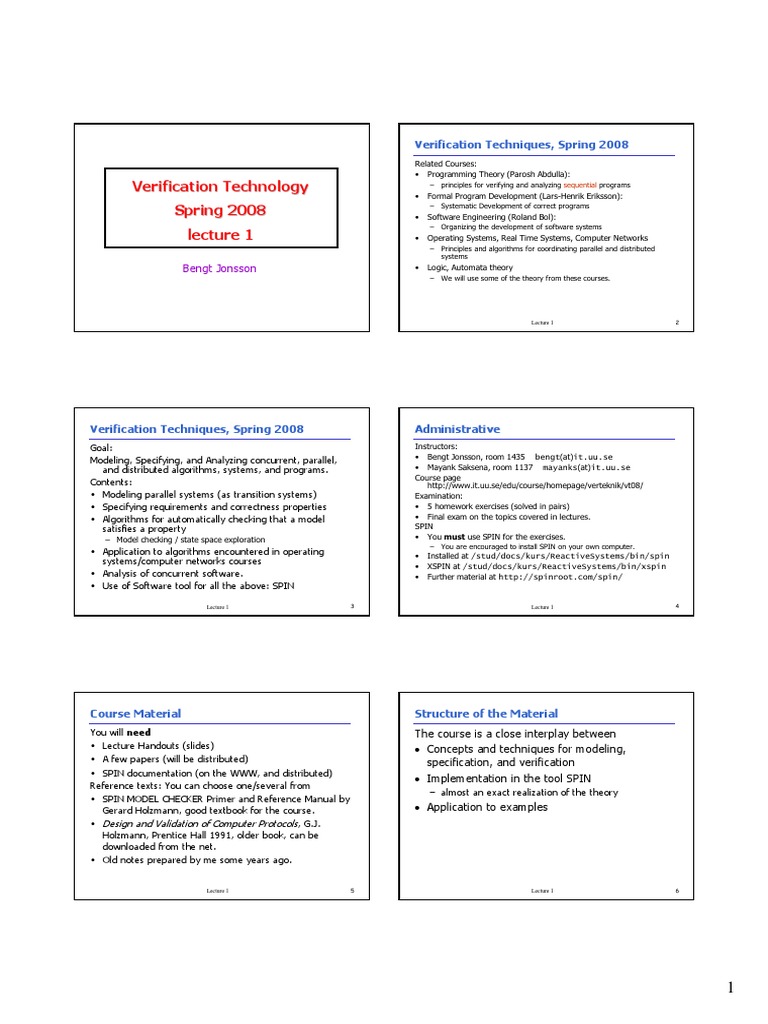 Verification Technology Spring 2008 | PDF | Formal Verification | Computer Programming