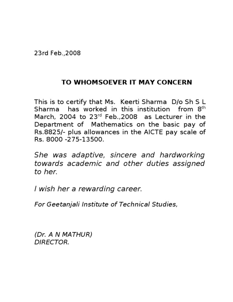 Experience Certificate Format | PDF