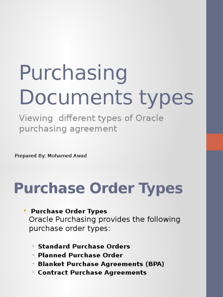 Purchasing Documents Types | PDF | Distribution (Business) | Industries