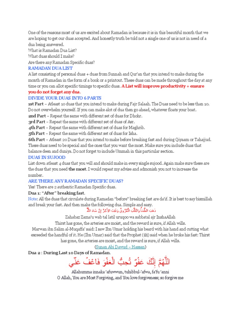Dua List Guideline | PDF | Monotheistic Religions | Sharia