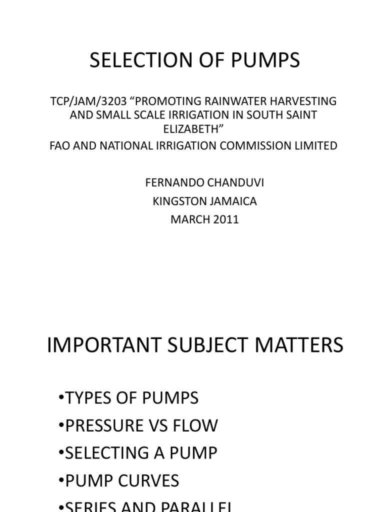 2011-03 Selection of Pumps PDF | PDF | Pump | Hydrology