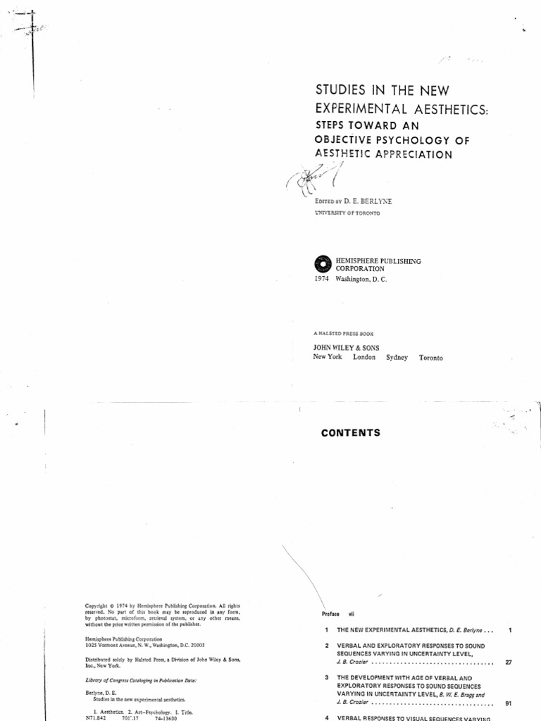 Studies in the New Experimental Aesthetics | Experiment | Aesthetics