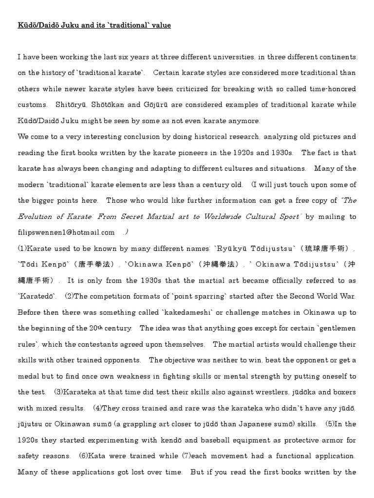 Traditional Value of Kudo | PDF | Karate | Grappling