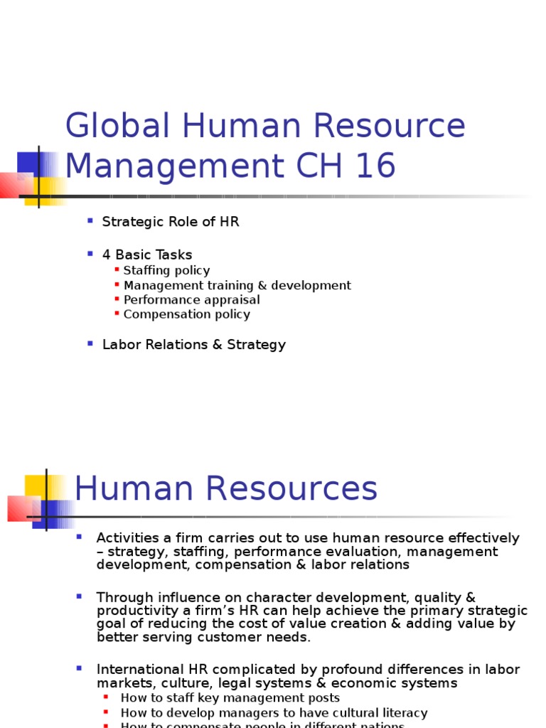Global HR Management CH 16 | Human Resources | Human Resource Management