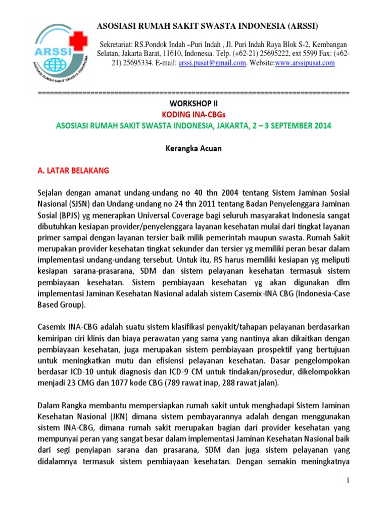 WORKSHOP CODING INA-CBGs PDF | PDF | Pengelolaan Keuangan & Uang