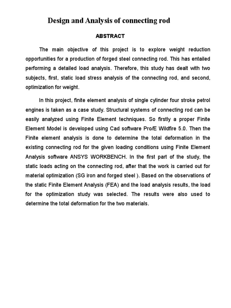Connecting Rod Weight Optimization Analysis | PDF | Mechanical ...