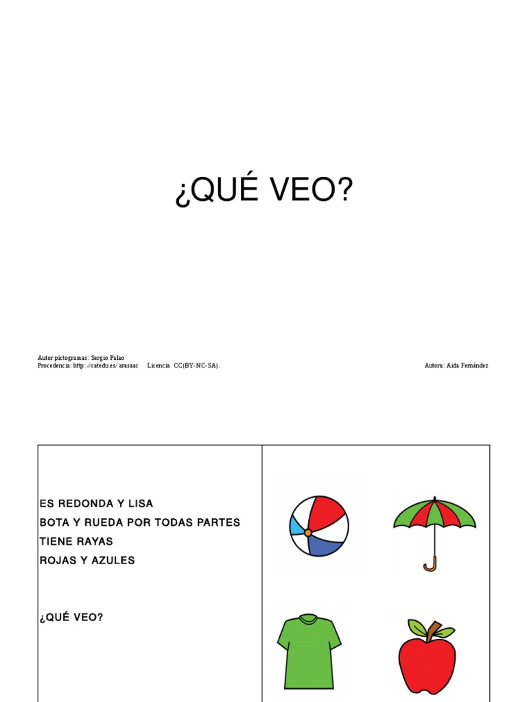 Cuento "¿Qué veo?" en pictogramas | PDF