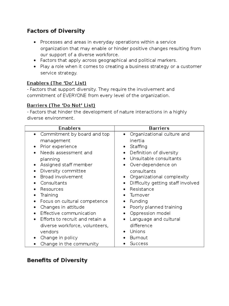 Factors of Diversity | PDF | Customer Relationship Management ...