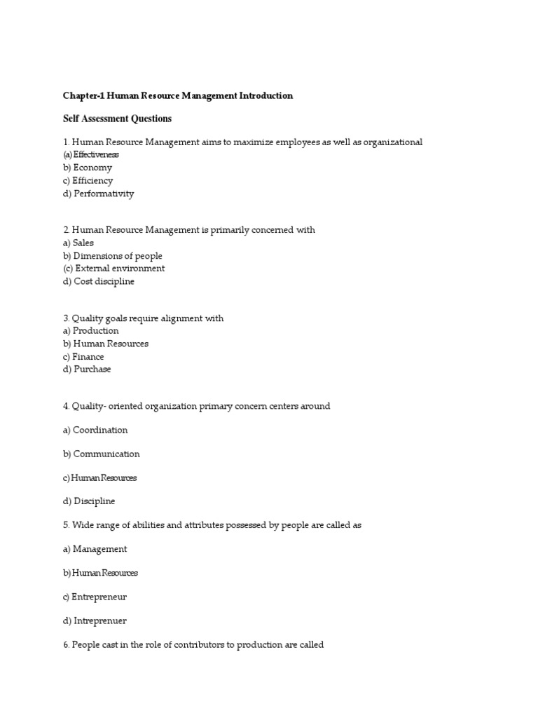 HR Management & Personnel Quiz | PDF | Performance Appraisal | Human ...