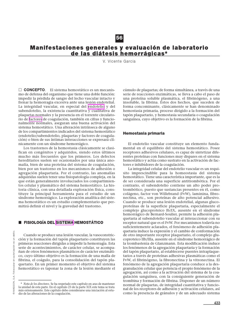 Diatesis Hemorragica | PDF | Coagulación | Hemostasia