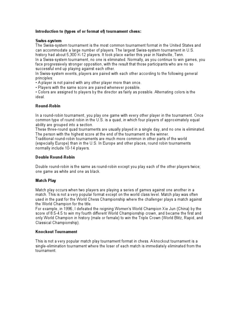 Types of Tournament Formats | PDF