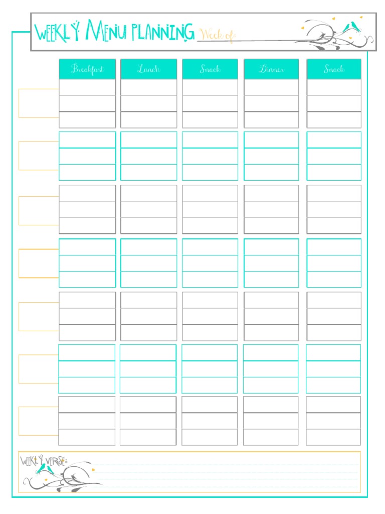 THM Menu Planner | PDF | Meal | Food And Drink
