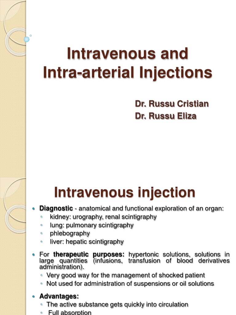 Intravenous and Intraarterial Injections | PDF | Intravenous Therapy | Vein