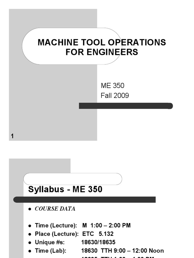 Machine Tool Operations Syllabus | PDF | Mechanical Engineering | Numerical Control