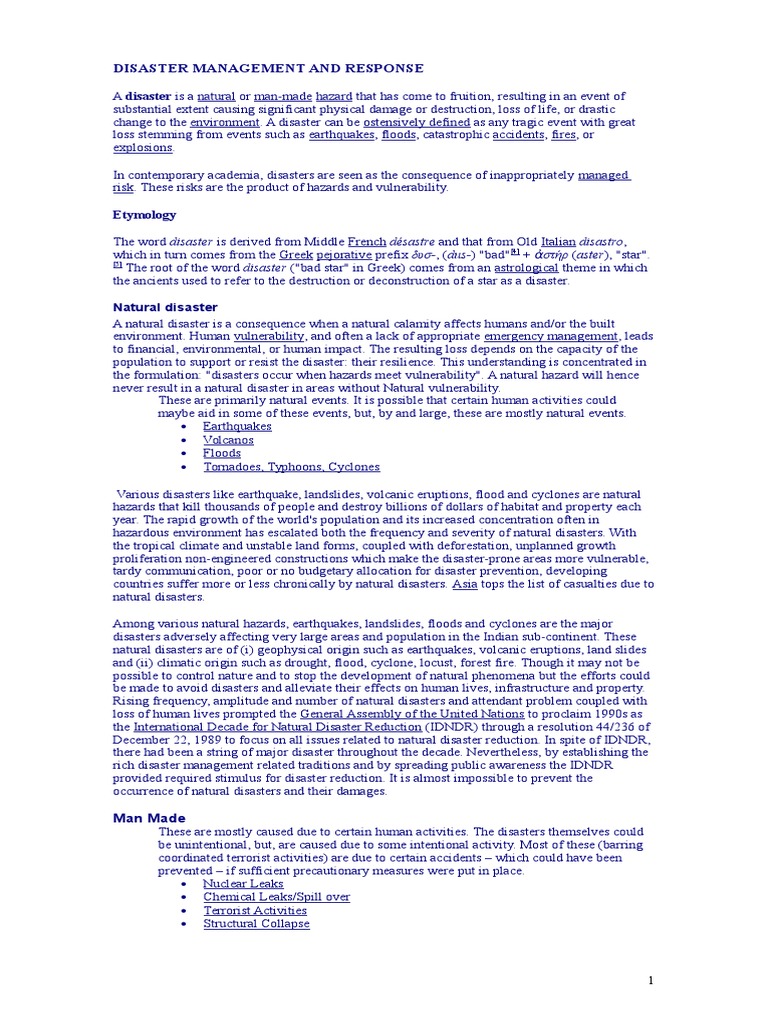 DISASTER Management and Response | PDF | Emergency Management | Emergency