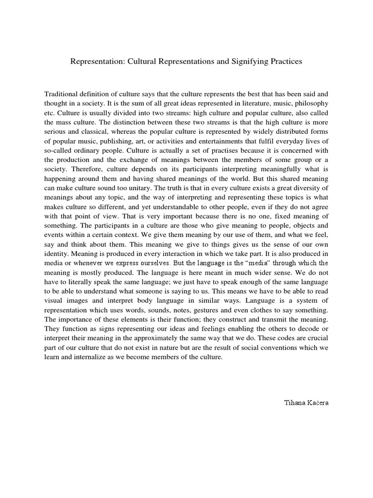 Cultural Representations and Signifying Practices | Download Free PDF ...