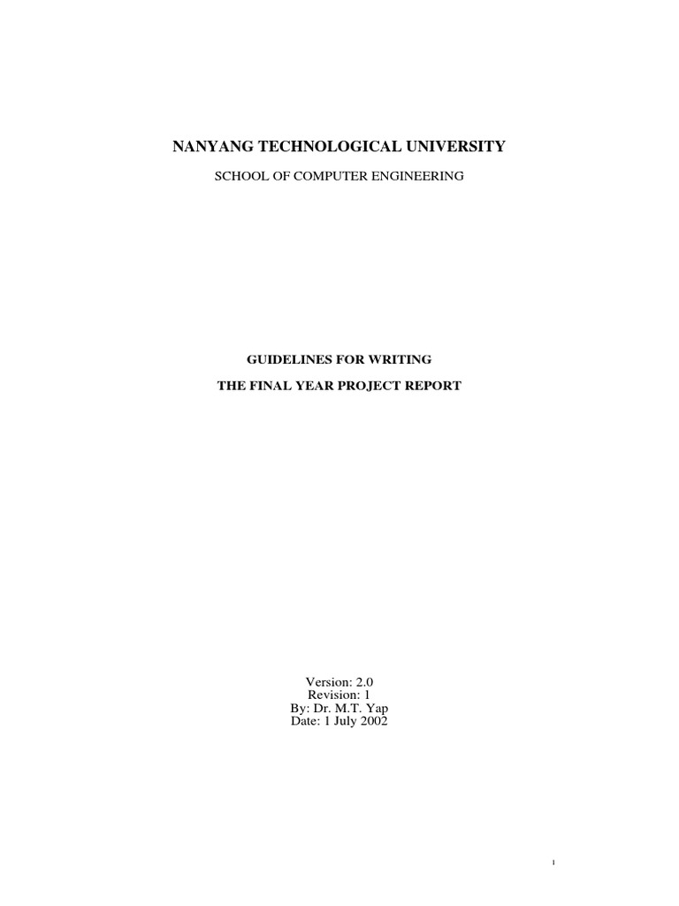 Guidelines for Writing the Final Year Project Report: A Comprehensive ...